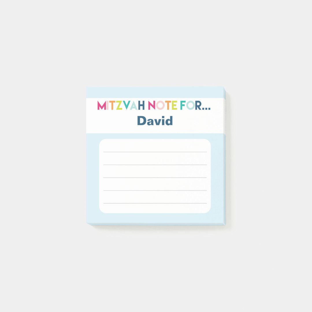 Light Blue Mitzvah Note: 3x3 Sticky Pad Post-it Notes | Zazzle