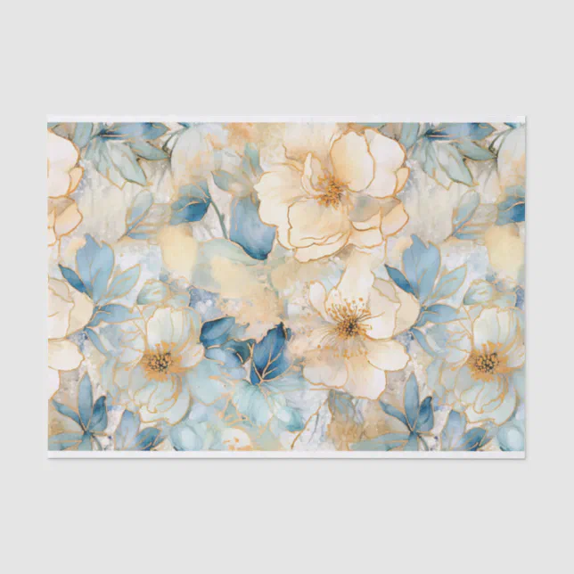 Light Blue Modern Abstract Roses Tissue Paper | Zazzle