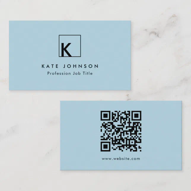 Light Blue Modern Monogram Logo Minimal Business Card | Zazzle