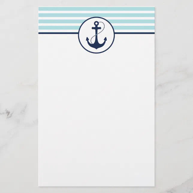 Light Blue Nautical Anchor Stationery | Zazzle