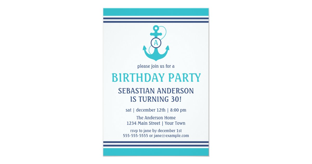 Light Blue Nautical Birthday Party Invites | Zazzle.com