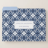 Light Blue & Navy Moroccan Floral Pattern File Folder | Zazzle