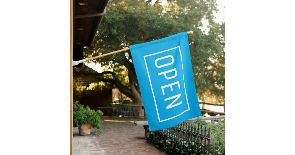 LIGHT BLUE OPEN SIGN FLAG | Zazzle
