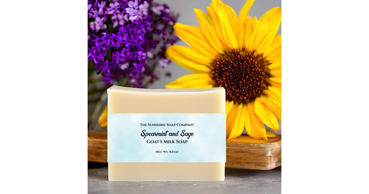 Light Blue Parchment Paper Style Soap Belly Band | Zazzle