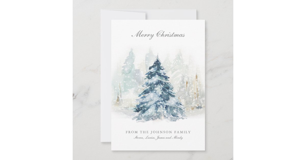 Light Blue Pastel Winter Snow Christmas Holiday Card | Zazzle