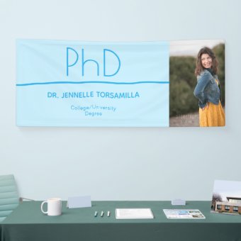 Light Blue Photo PhD Graduation Banner | Zazzle