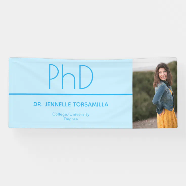 Light Blue Photo PhD Graduation Banner | Zazzle