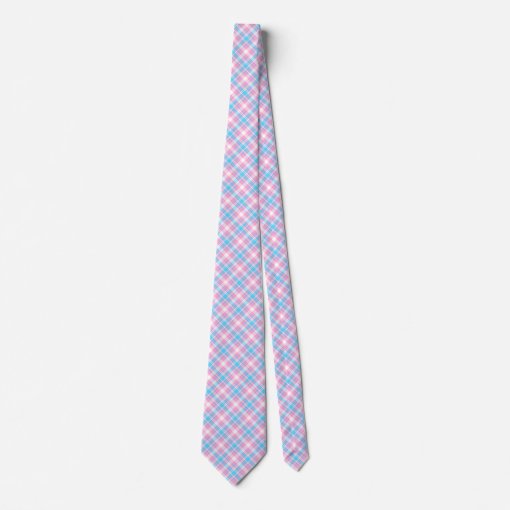 Light Blue, Pink and White Plaid Neck Tie | Zazzle