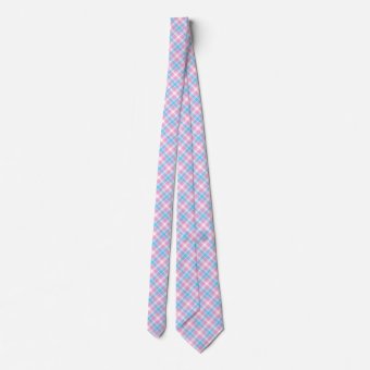 Light Blue, Pink and White Plaid Neck Tie | Zazzle