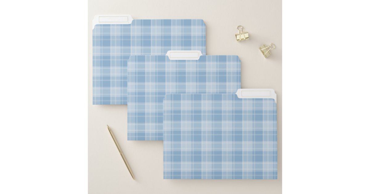 Light Blue Plaid Pattern File Folder | Zazzle