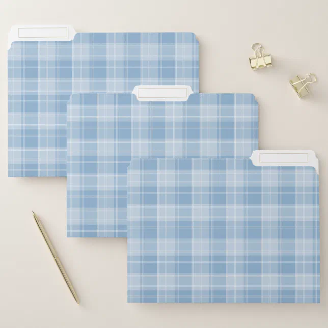 Light Blue Plaid Pattern File Folder | Zazzle
