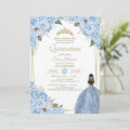 Light Blue Quinceanera Floral Rose Elegant Quince Invitation | Zazzle