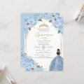 Light Blue Quinceanera Floral Rose Elegant Quince Invitation | Zazzle