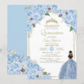 Light Blue Quinceanera Floral Rose Elegant Quince Invitation | Zazzle
