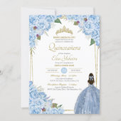 Light Blue Quinceanera Floral Rose Elegant Quince Invitation | Zazzle