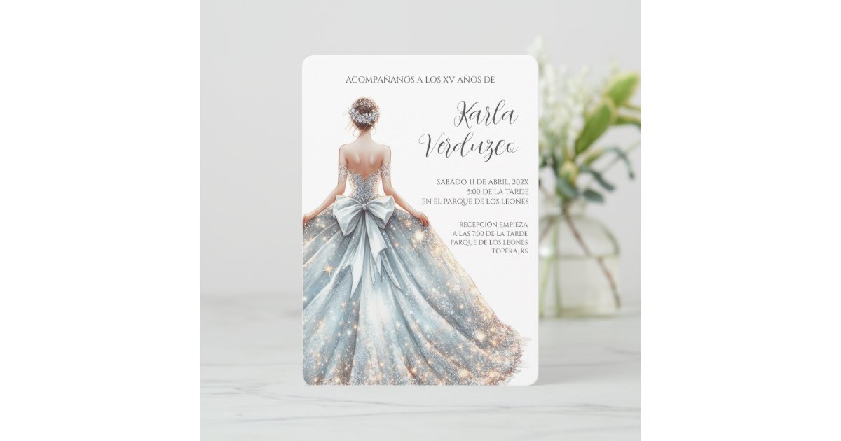 Light blue quinceañera invitation | Zazzle