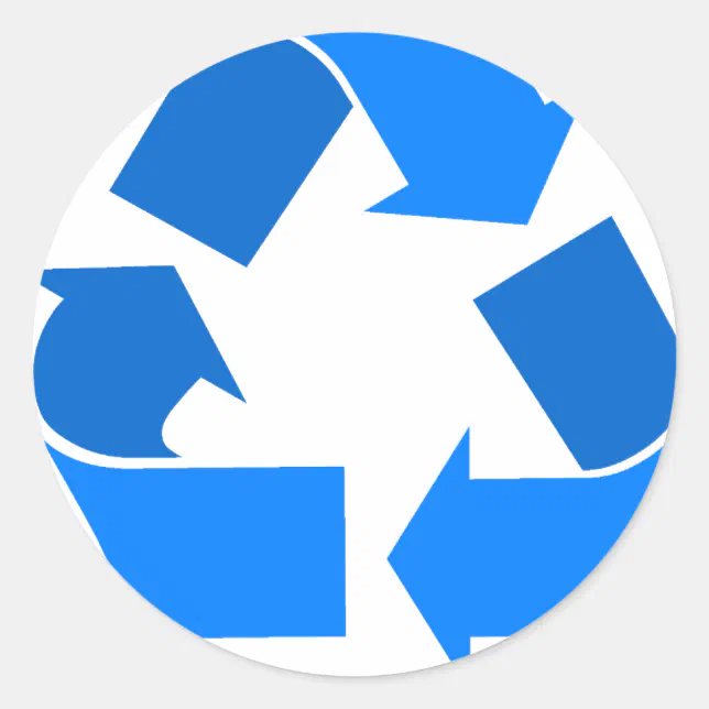 light blue recycle classic round sticker | Zazzle