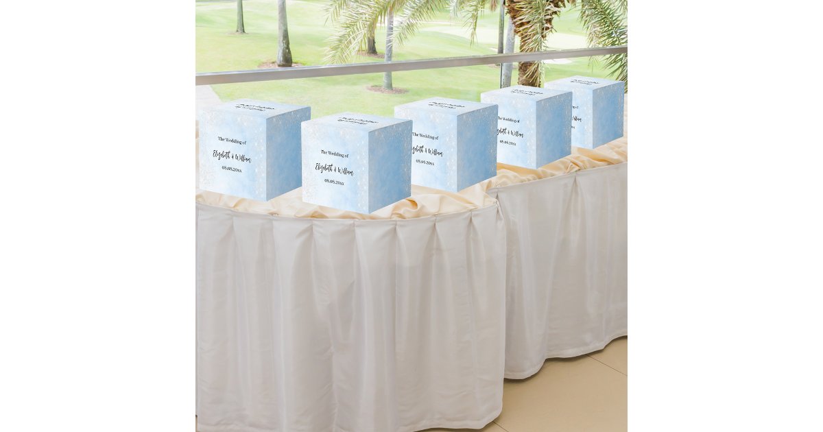 Light blue silver glitter wedding favor boxes | Zazzle