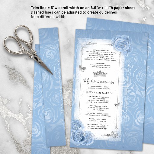 Light Blue Silver Quince DIY Scroll Invitations | Zazzle