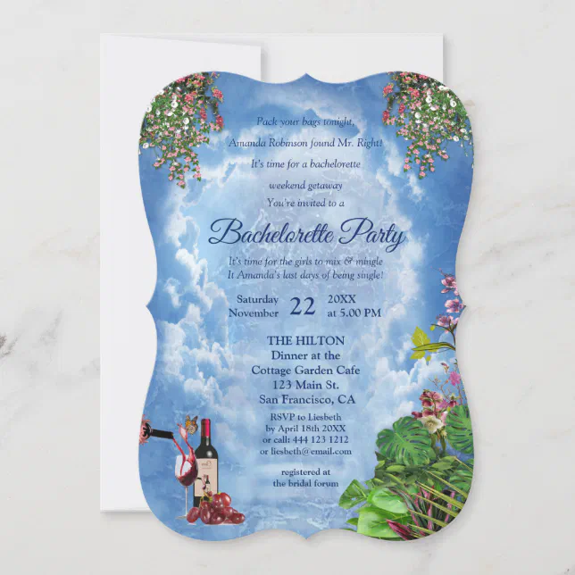 Light Blue Sky & Clouds Bachelorette Invitation | Zazzle