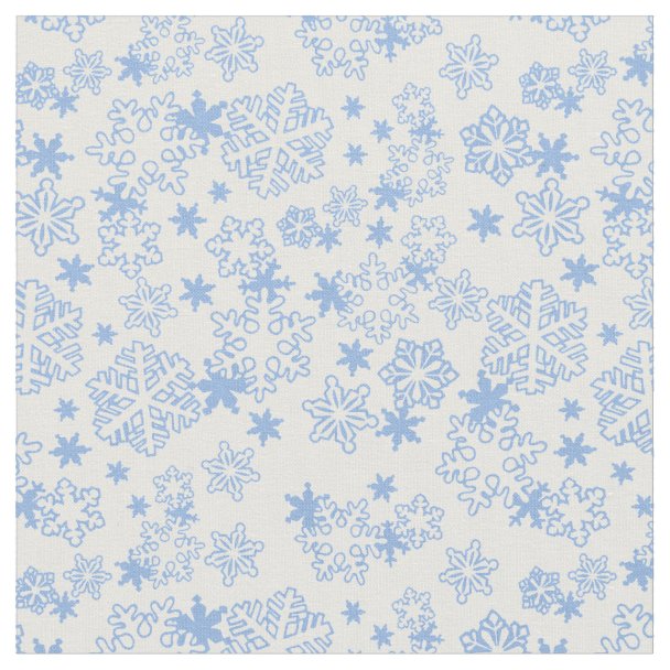 White snowflakes on light blue background Fabric | Zazzle
