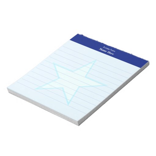 Light Blue Star & Blue Header Lined Notepad | Zazzle