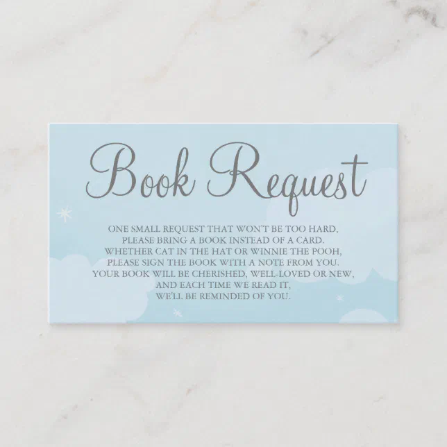 Light Blue Star Sky Book Request Card | Zazzle