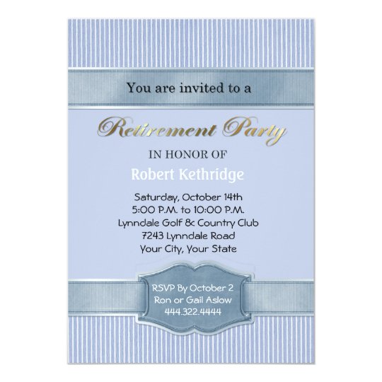 Light Blue Stripe Retirement Party Invitations | Zazzle.com
