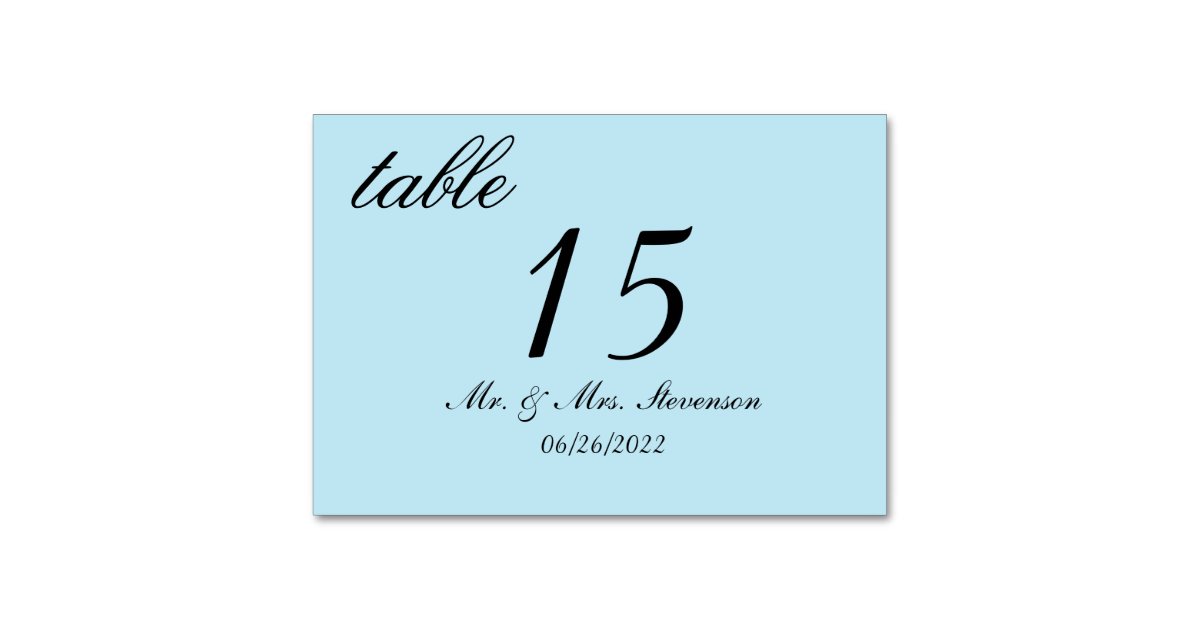 Light Blue Table Number | Zazzle