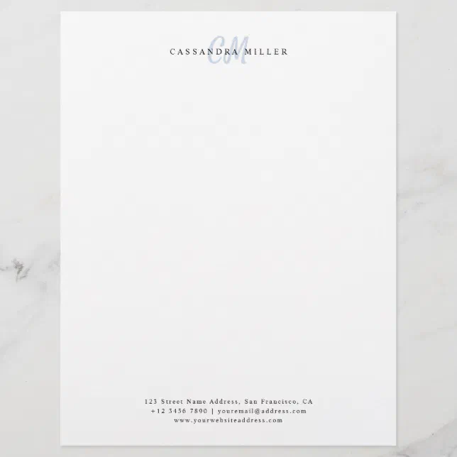 Light Blue Two Letter Initial Monogram Name Office Letterhead | Zazzle