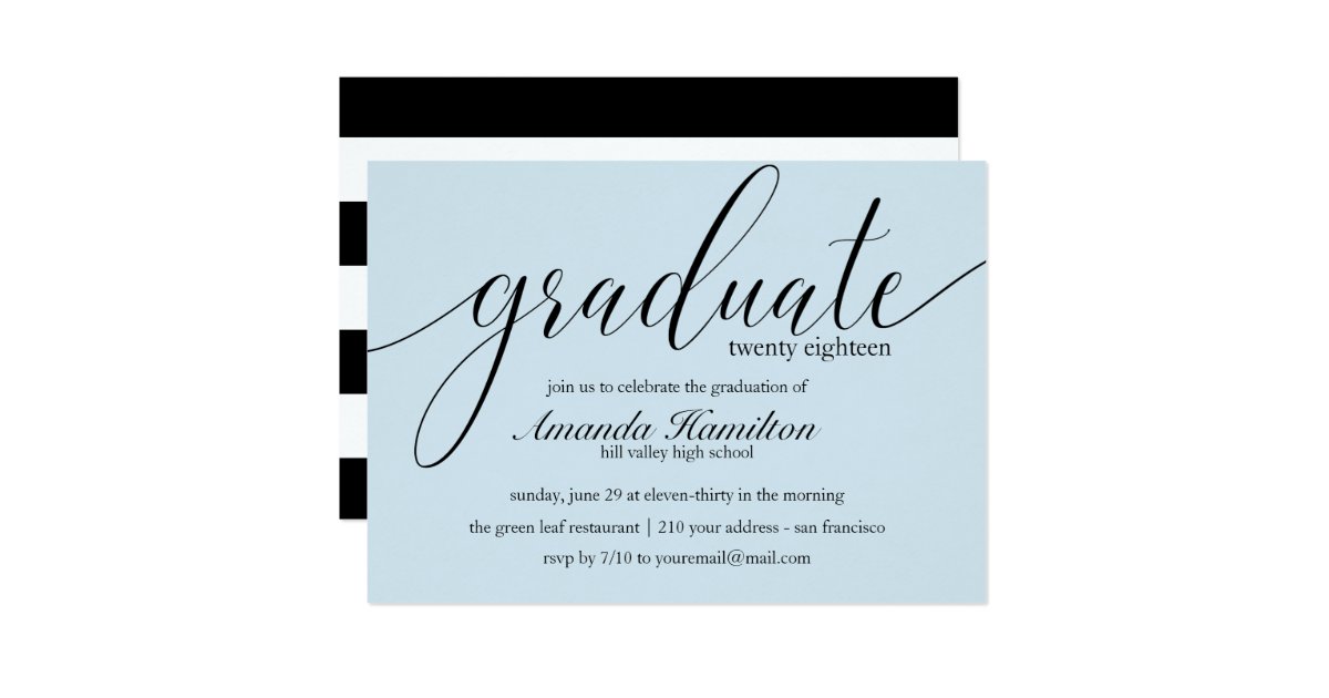 Light Blue typography Graduation Invitation | Zazzle.com