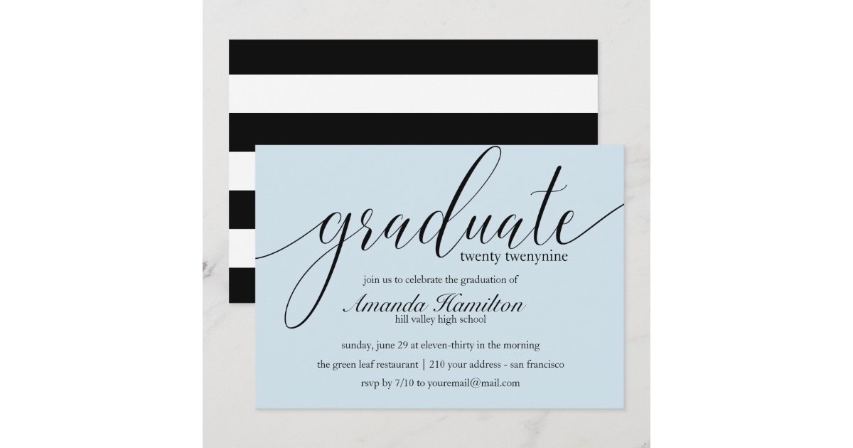 Light Blue typography Graduation Invitation | Zazzle