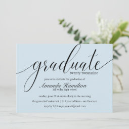 Light Blue typography Graduation Invitation | Zazzle