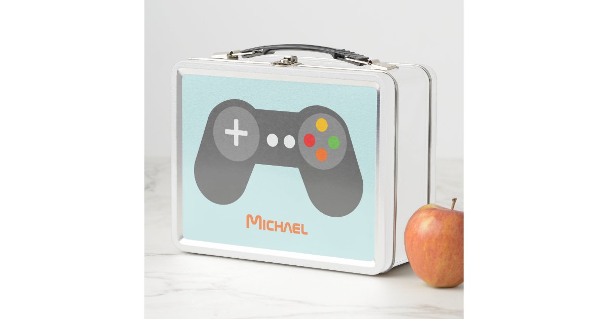 Light Blue Video Game Controller Metal Lunch Box | Zazzle