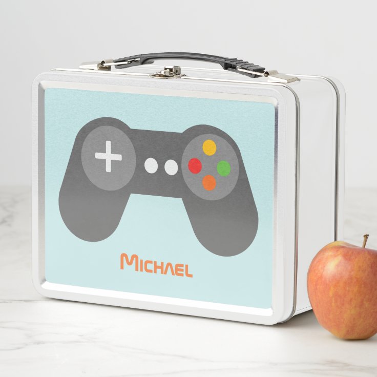 Light Blue Video Game Controller Metal Lunch Box | Zazzle