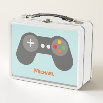Light Blue Video Game Controller Metal Lunch Box | Zazzle