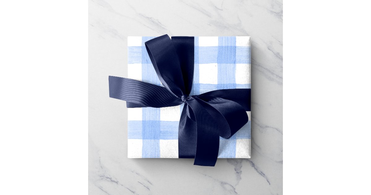 Light Blue Watercolor Gingham Wrapping Paper | Zazzle