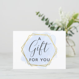 Light Blue Watercolor & Gold Gift Certificate Card | Zazzle