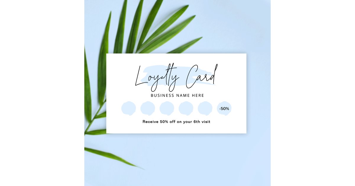 Light Blue Watercolour Beauty Rewards Stamp Card | Zazzle