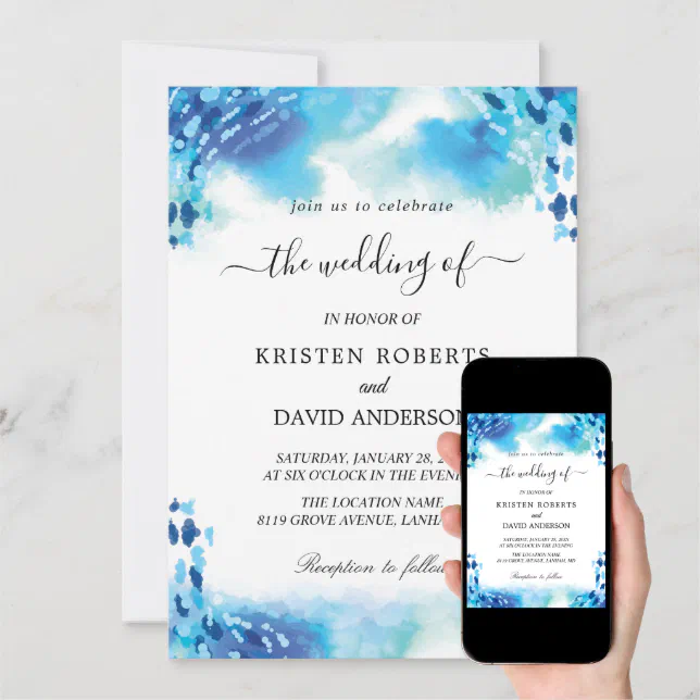 light blue wedding invitation | Zazzle