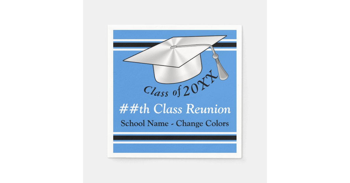 Light Blue, White and Black, Class Reunion Napkins | Zazzle