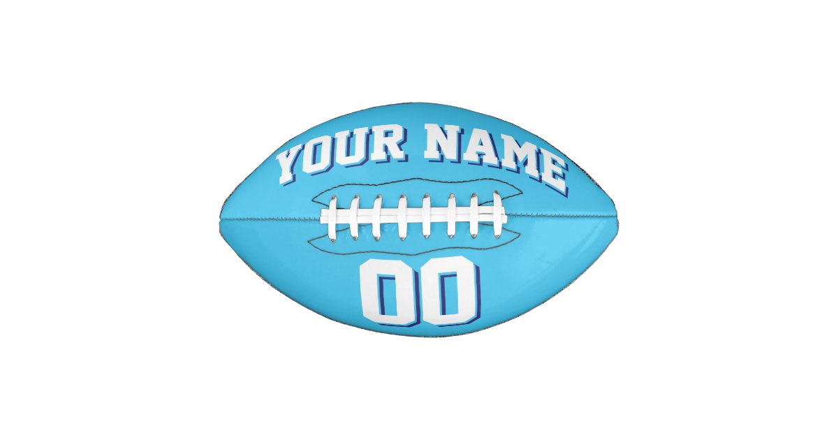 LIGHT BLUE WHITE AND NAVY Custom Football | Zazzle