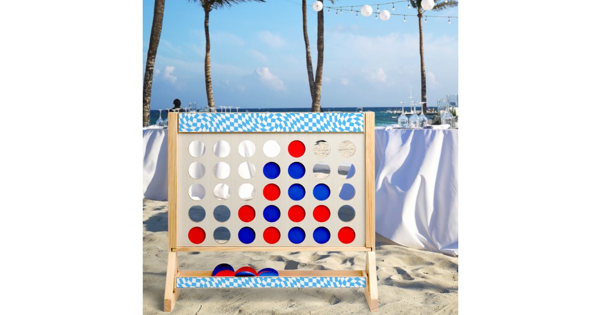 Light Blue & White Checkered Checkerboard Pattern Fast Four | Zazzle