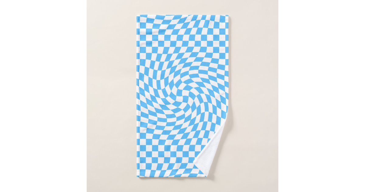 Light Blue & White Checkered Checkerboard Pattern Hand Towel | Zazzle