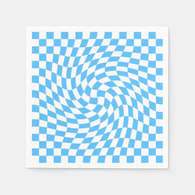 Light Blue & White Checkered Checkerboard Pattern Napkins | Zazzle