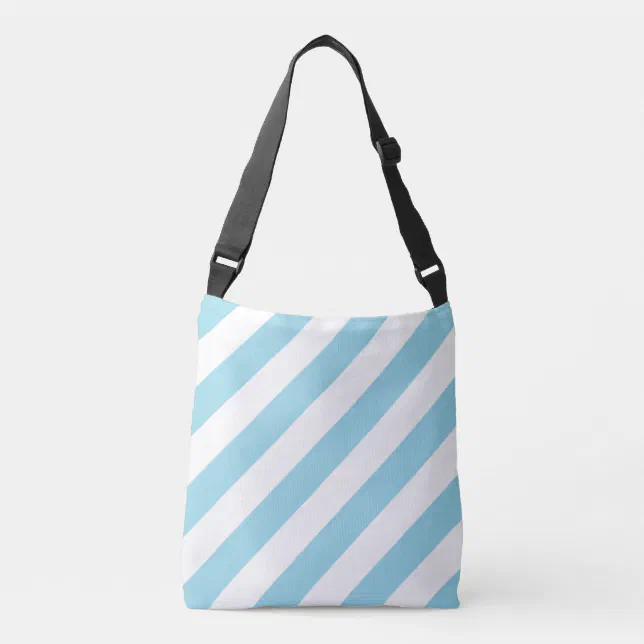 Light Blue White Diagonal Stripes Crossbody Bag | Zazzle