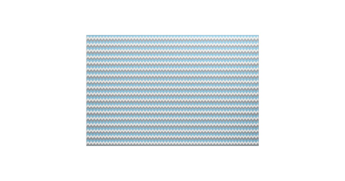 Light Blue, White & Gray Chevron Pattern Fabric | Zazzle