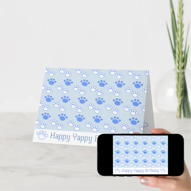 Light Blue & White Paw Birthday Card | Zazzle
