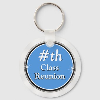 Light Blue, White Personalized 40th Class Reunion Keychain | Zazzle