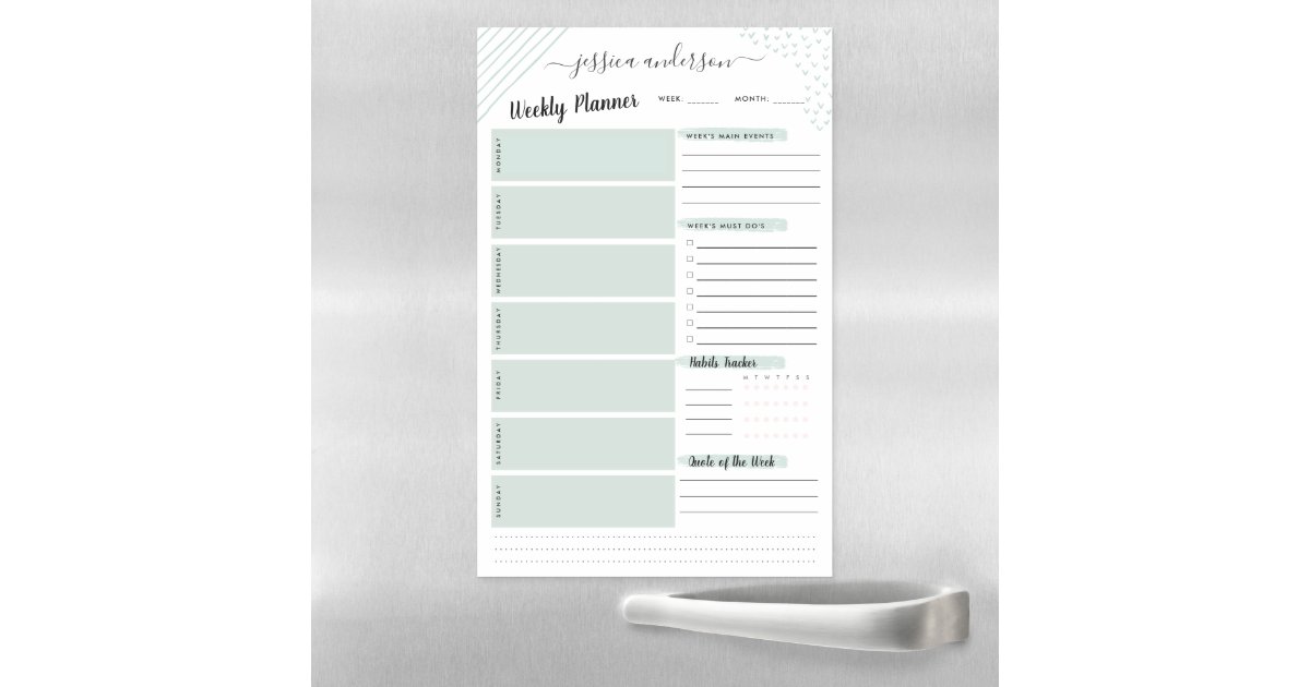 Light Blue | Your Weekly Planner Personalized Magnetic Dry Erase Sheet ...